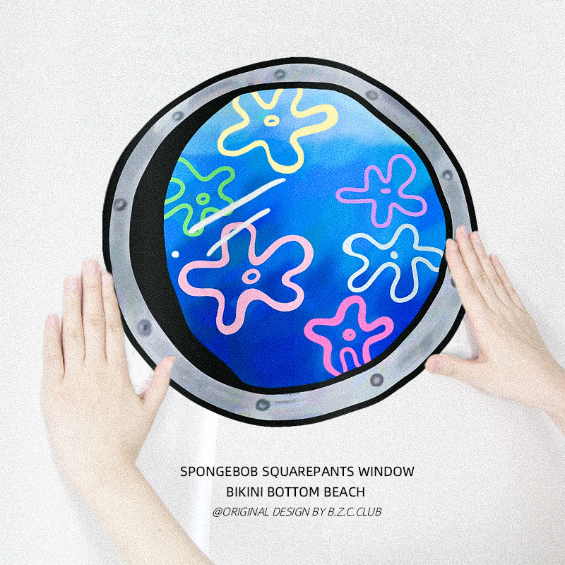 [USD 8.35] Spongebob window with big door sticker Bedside cute cartoon ...