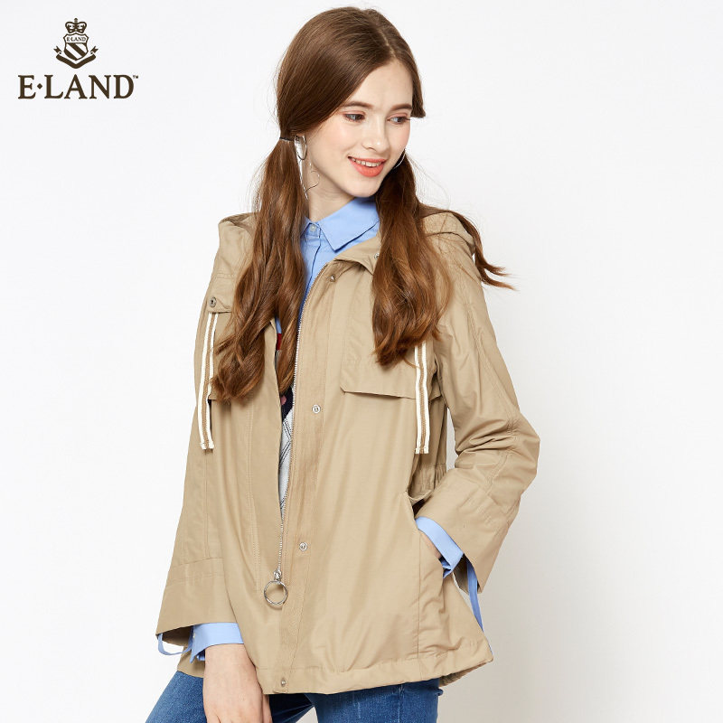 [USD 386.38] Eland clothes love autumn hooded drawstring open clothes ...