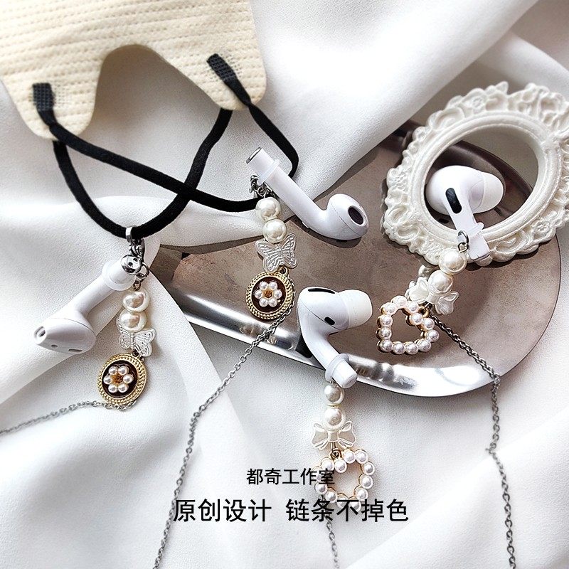 🌟 Original handmade magnetic bow pearl wireless earphone anti-lost ...