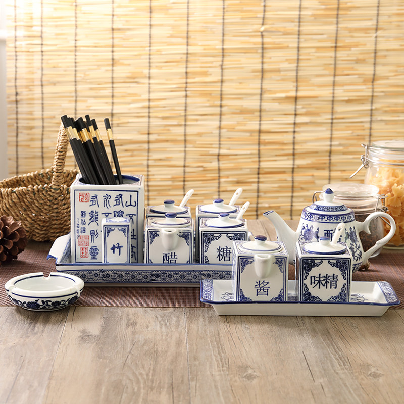 🍽️ Blue and white porcelain seasoning jars: transform your table into a ...