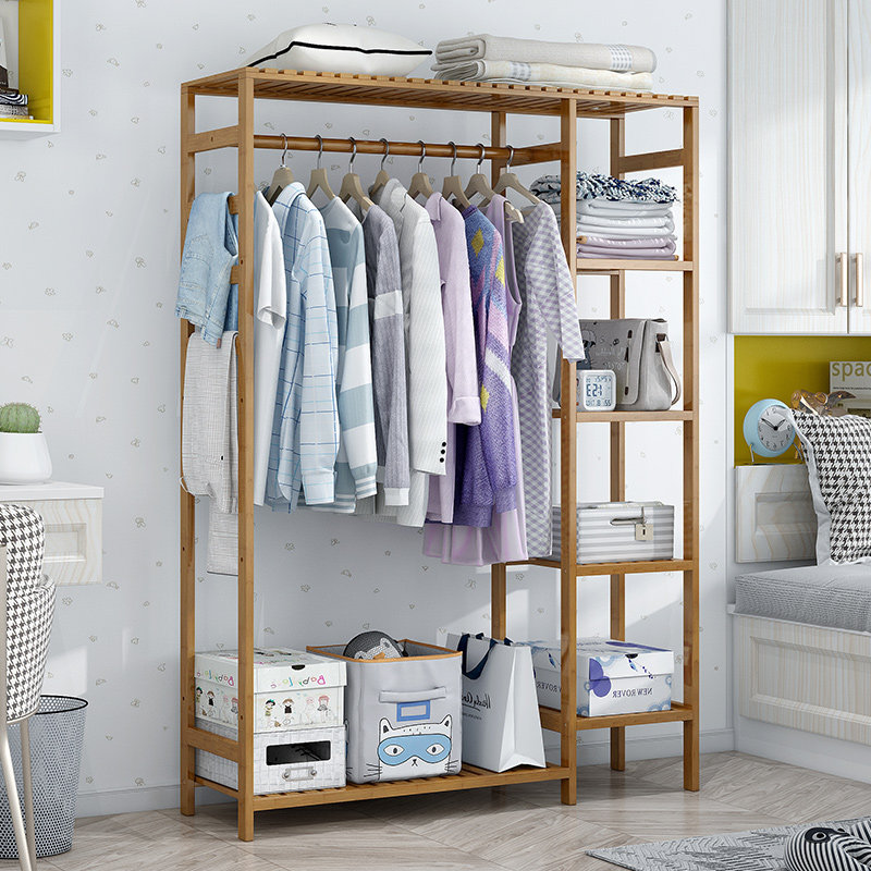 [USD 29.86] simple clothes rack solid wood bedroom clothes storage rack ...