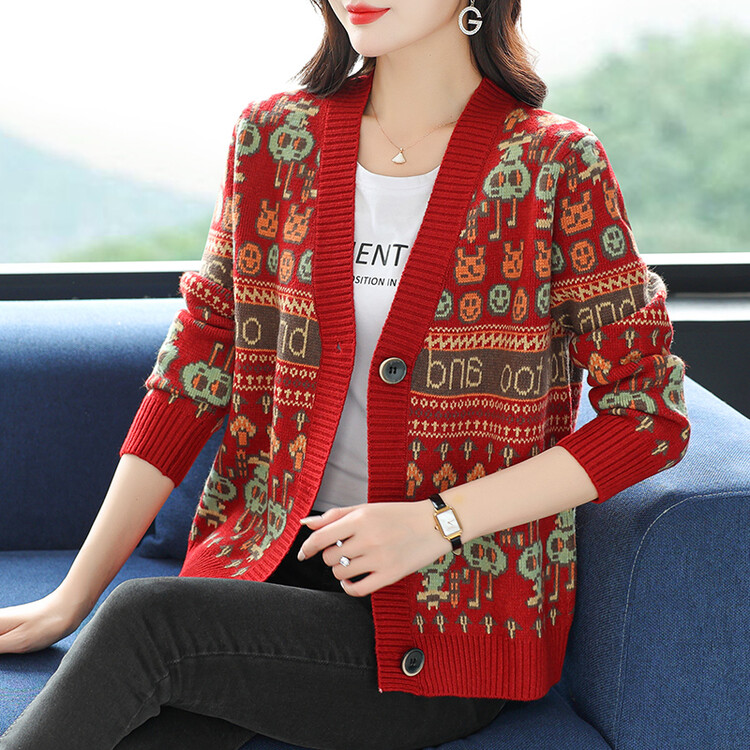 正品羊絨衫女針織開衫秋冬新款慵懶風毛衣外套顯瘦寬鬆大尺碼羊毛衫-Taobao