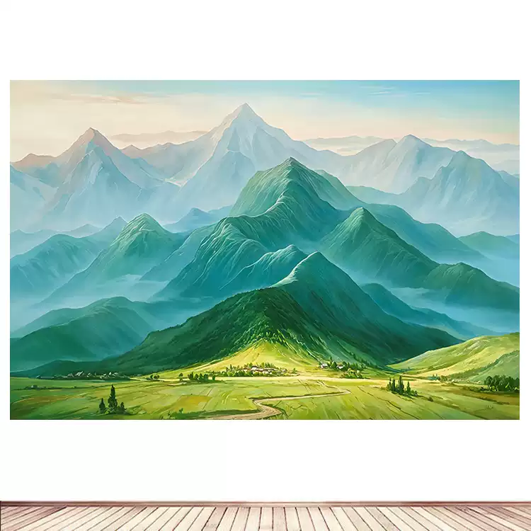 現代簡約風格辦公室裝飾 自粘式巨人山脈背景牆 可客製化辦公室裝飾畫