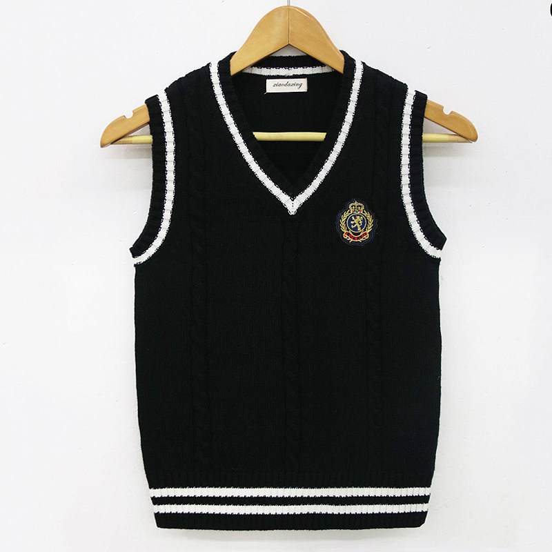 Sweater vest Primary school students autumn and winter V-neck pure ...