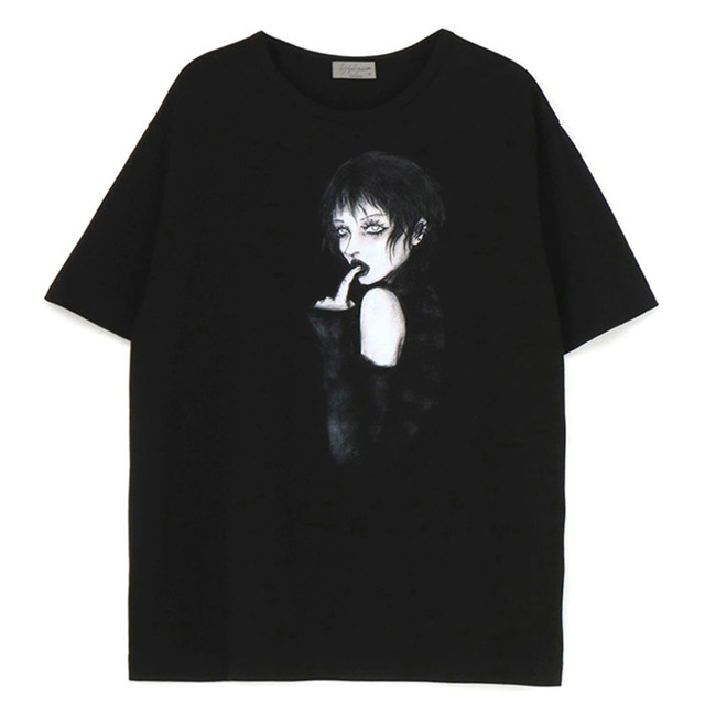 Yamamoto Yohj pure cotton printed portrait pattern short-sleeved T ...
