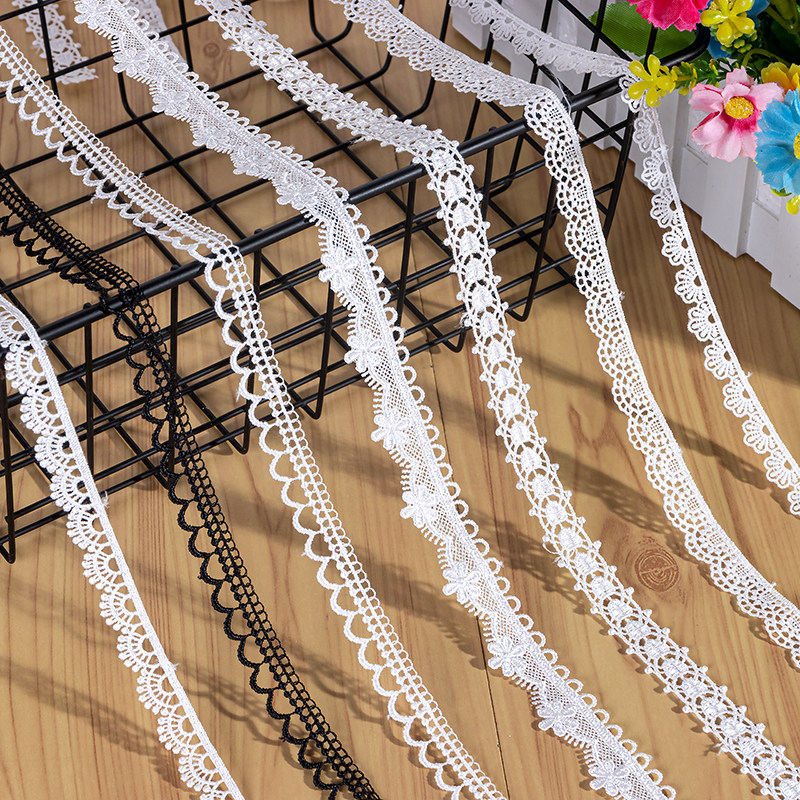 New black and white polyester silk small tooth edge water-soluble lace ...