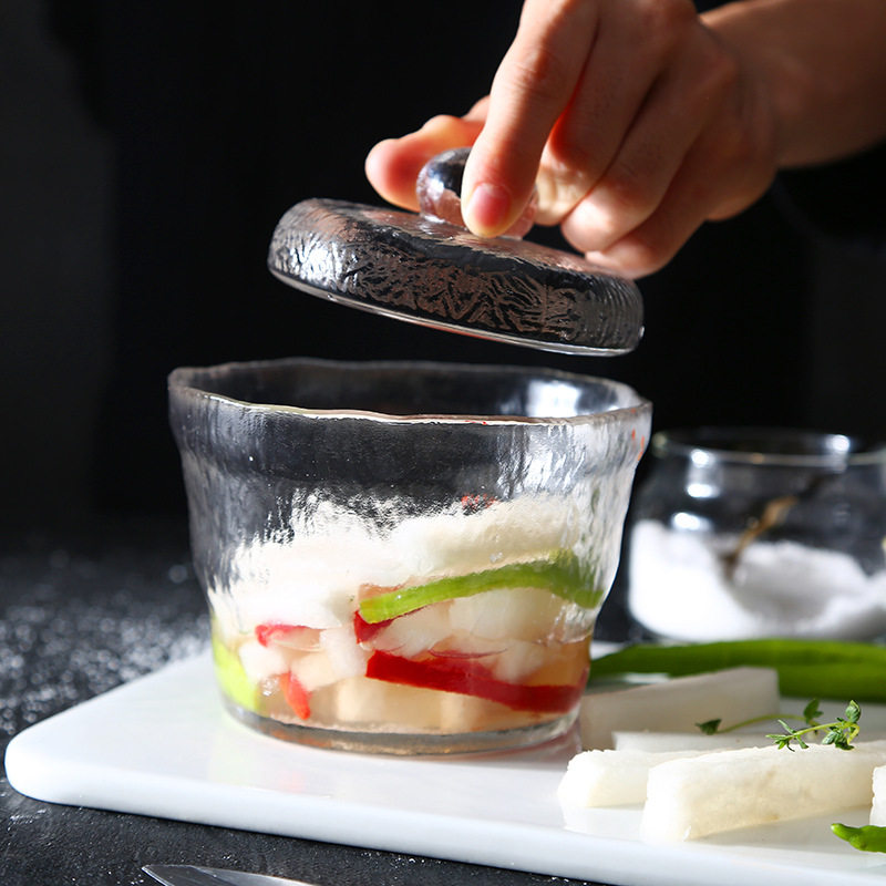 Japanese style lead-free glass kimchi jar overnight stains thick stone ...