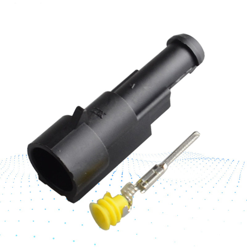 1P汽車防水插頭 單孔 1孔車用插頭插座連接器1.5接線端子公母接頭