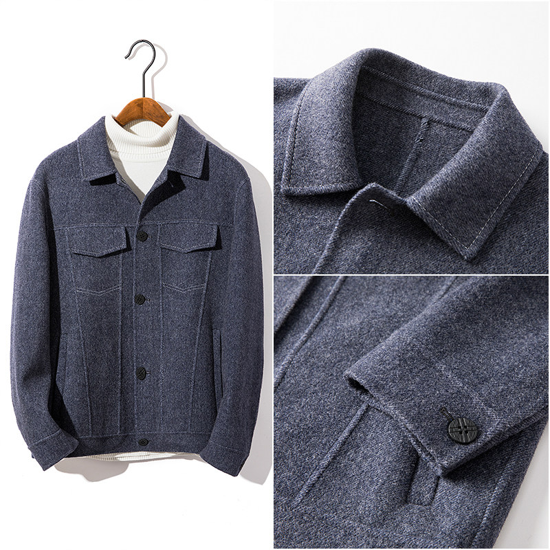 2020 autumn and winter wool coat men's short wool coat double-sided ...