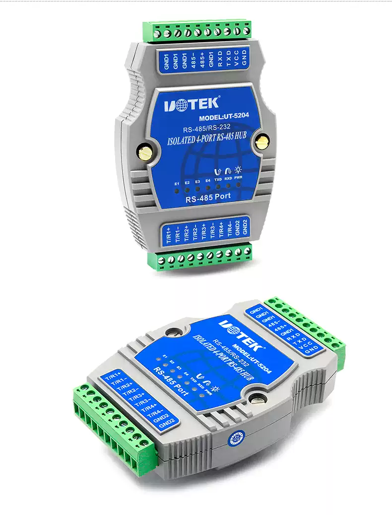 宇泰485集线器4口光电隔离工业级防雷1路转4路rs485分配器UT-5204 一分4路485共享器通讯模块一路转四路信号-Taobao