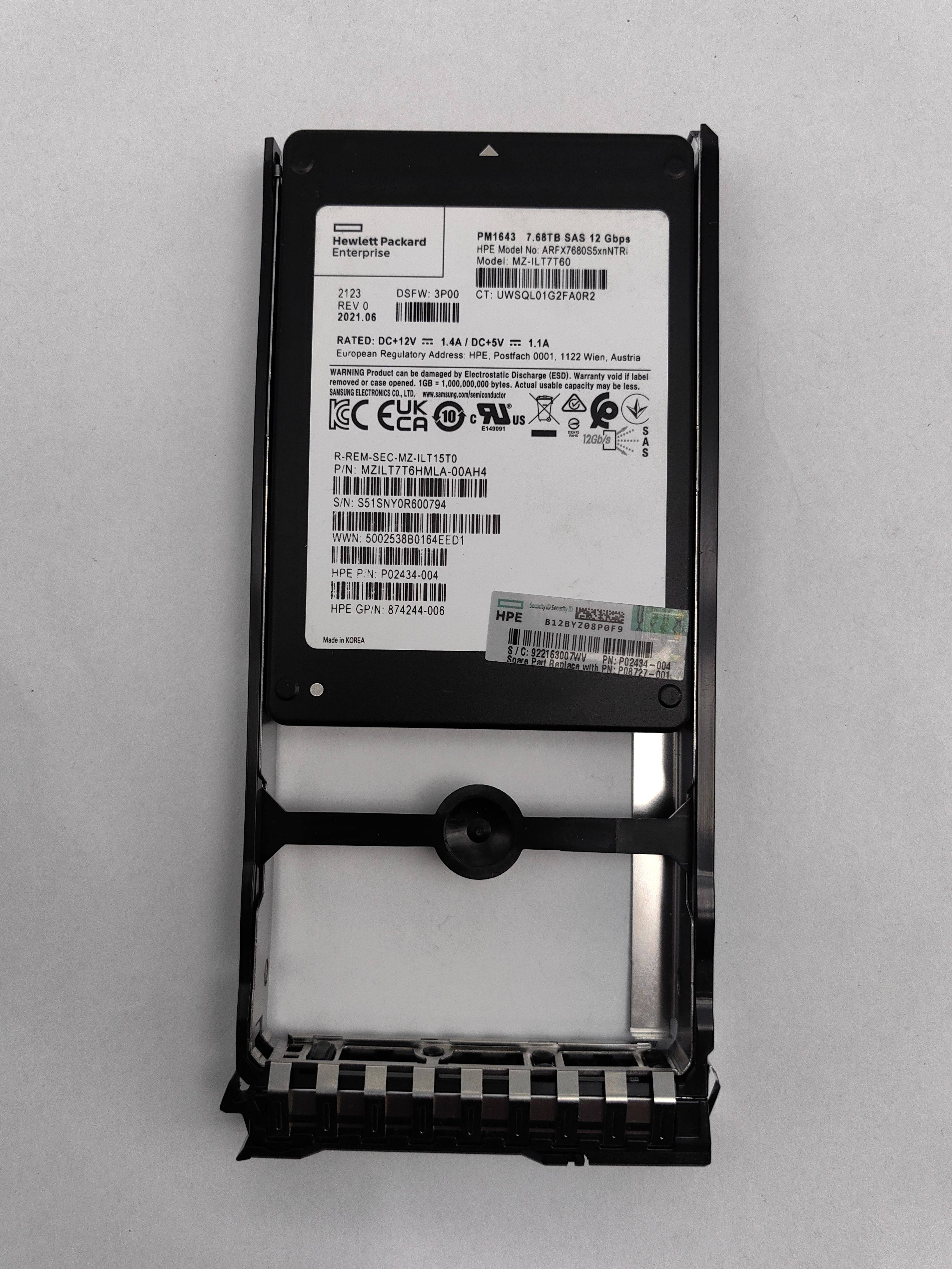 HP 3PAR 7.68TB SAS 固态硬盘 P08727-001 P02434-004 3PAR 20000