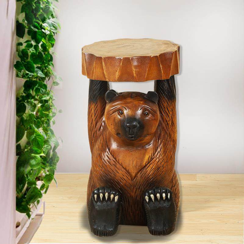 [USD 141.82] Solid wooden stools use Thai cute bear stools to change ...