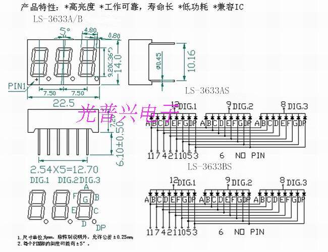 厂家直供0.36英寸3位LED数码管 高亮红色 3631BS共阳/3631AS共阴-阿里巴巴