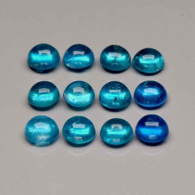 💫 Unique design, shining life | Natural blue apatite cabochon round ...