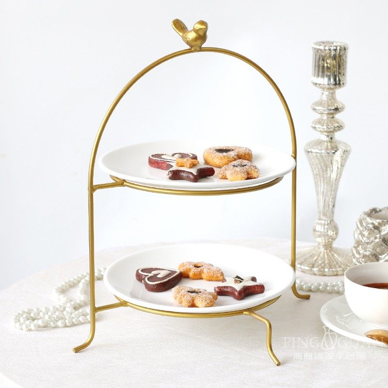 Buy Nordic Golden Bird Glass Cake Plate Dessert Table Fruit Plate ...