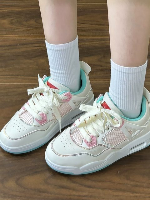 aj4 pink thick sole sports shoes for women in autumn and winter new ...