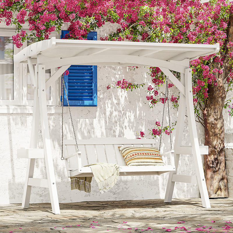 Multi-person wooden rainproof swing outdoor house courtyard furniture ...