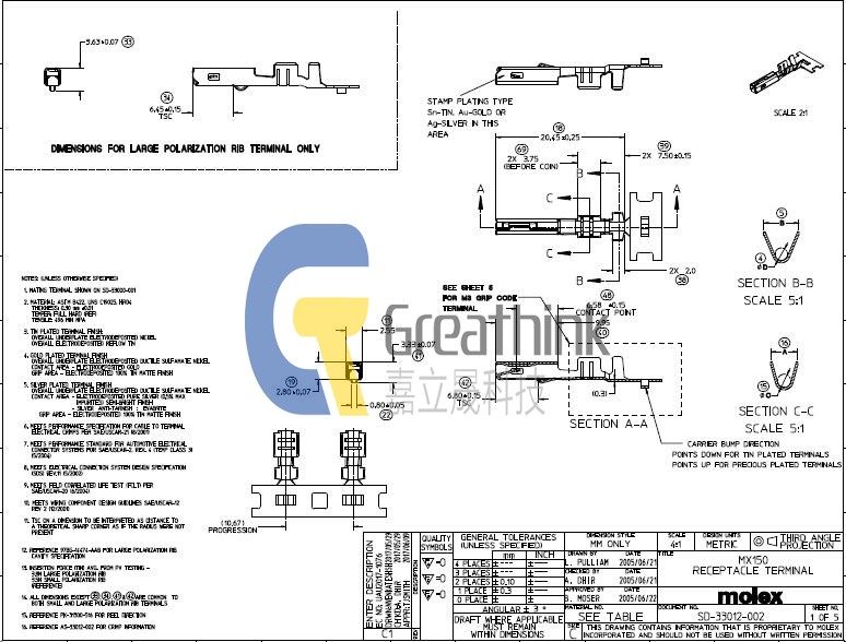 33012-3004 330123004 MOLEX原厂MX150 Female镀锡端子0.35-0.50-阿里巴巴