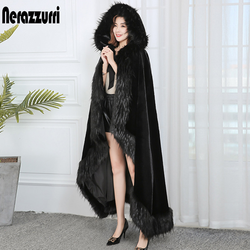 nerazzurri black mink fur Hanfu cape shawl hooded skirt hemline ...