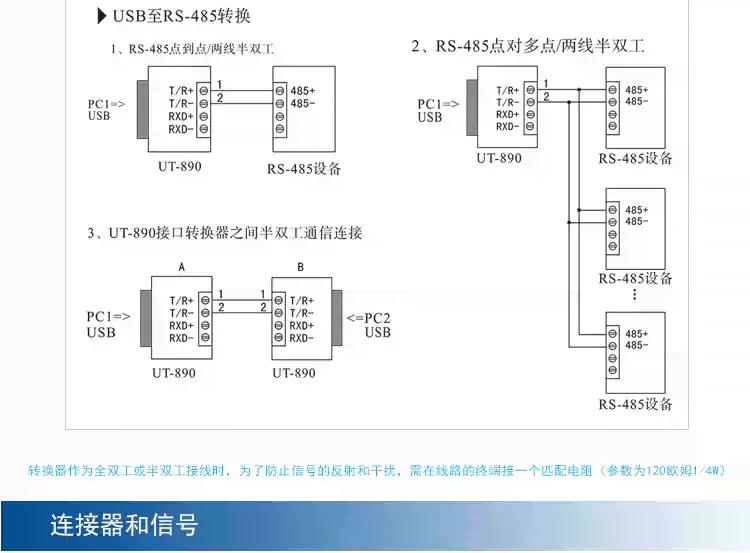 宇泰 UT-890 usb2.0转485转换器 usb转rs485 通讯模块双向UT-890a