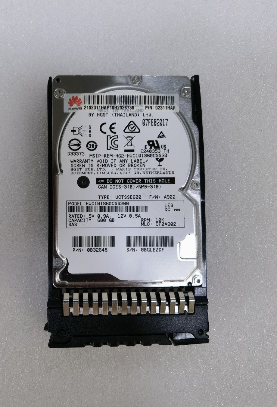 华为 RH5885V3 02311HAP 02311VAG 600G 10K SAS 12Gb硬盘