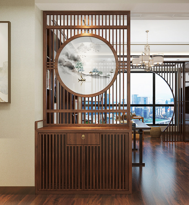 [USD 6.88] Intermediate solid wood screen wind partition decorated ...