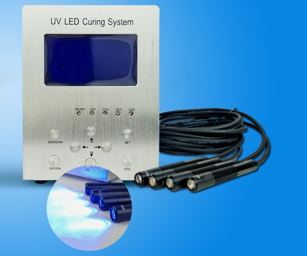 UV膠固化燈，UV LED點光源，一拖四照射頭，進口日本UVLED點光源