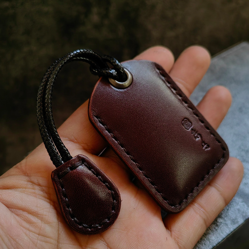 🌟 【super practical】top grain leather access card holder & keychain ...
