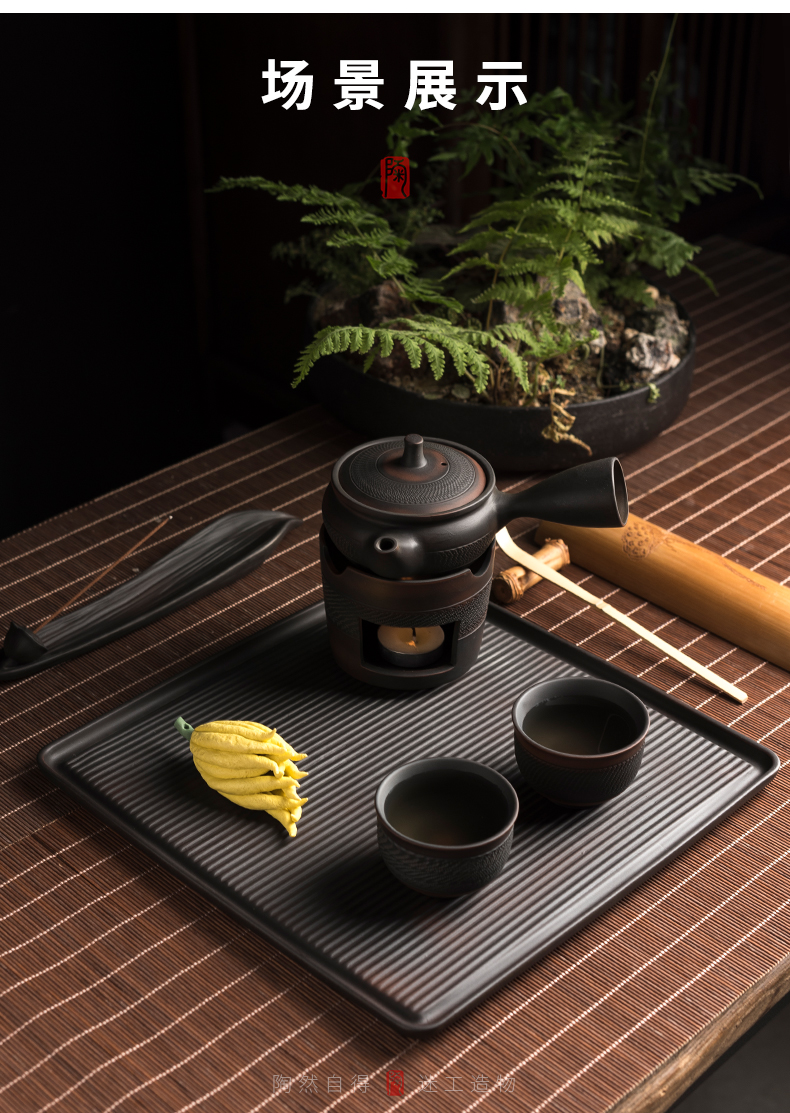 陶迷紫陶茶盤家用托盤客廳陶瓷簡約手工中式四方蓄水功夫大干泡盤|茶盤|ETMall東森購物網