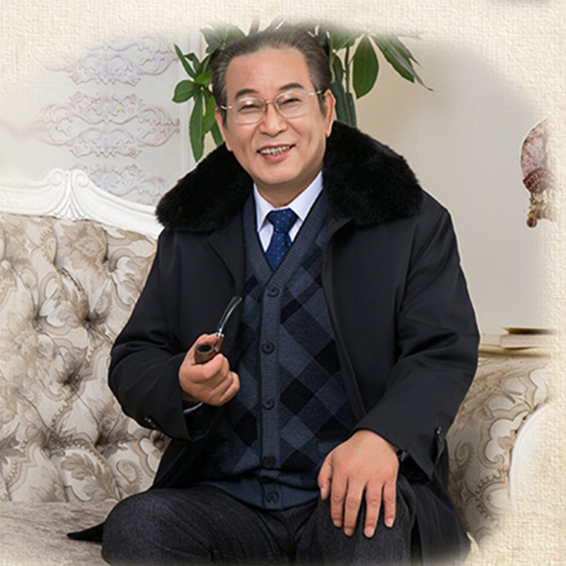 Middle-aged cotton coat thickened winter coat Grandpa's old man's old ...