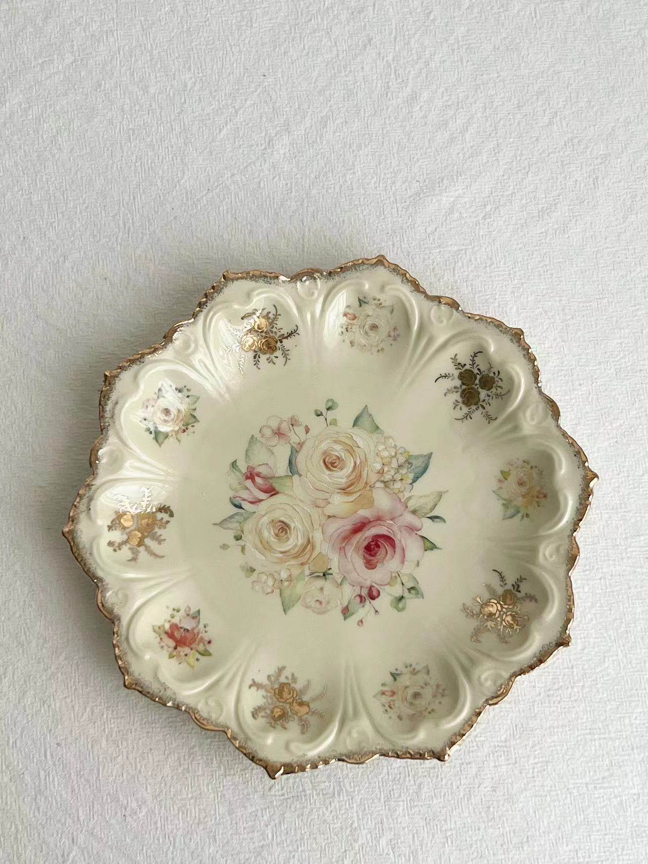 Stunning Vintage Rococo Style Embossed Polyangular Floral Figure ...