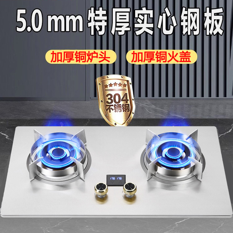 304 stainless steel extra-thick gas stove double stove pure copper ...
