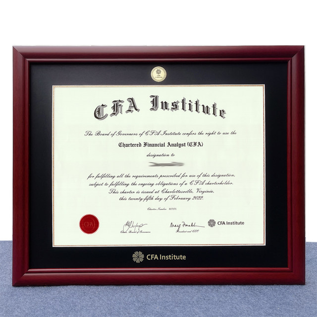 CFA certificate framed financial analyst certificate frame a2 framed ...
