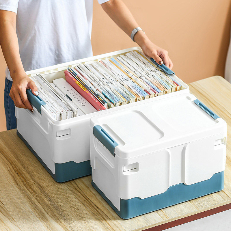 [USD 16.78] Book storage box foldable book box student classroom sort ...