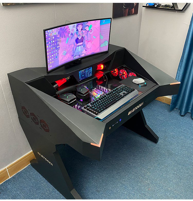 Btooer computer case integrated table fully transparent water-cooled ...