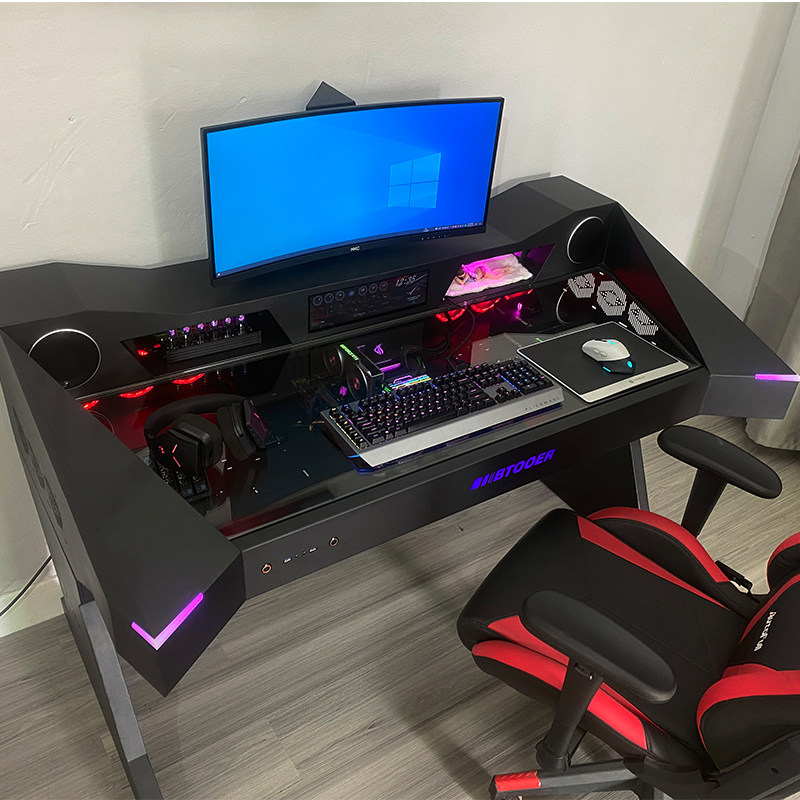 Btooer computer case integrated table fully transparent water-cooled ...