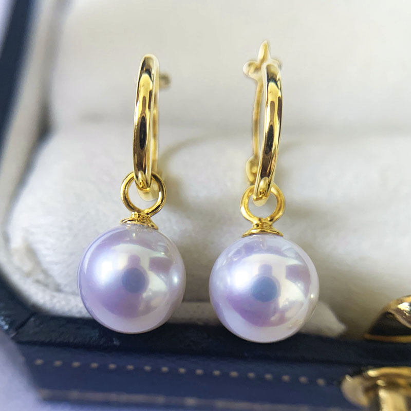 akoya海水珍珠耳環天然日本耳墜18k金耳圈耳扣一款兩戴耳飾可拆卸-Taobao
