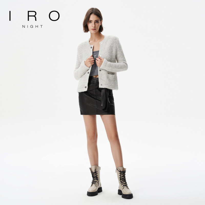 IRO Night 圆领外套：双口袋按扣法式开衫，春秋季高级感穿搭新宠！-毛针织衫-淘宝好物网