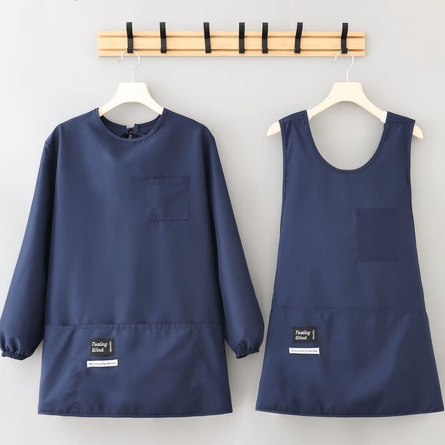 Waist long-sleeved cross-strap apron waterproof coverall stain ...