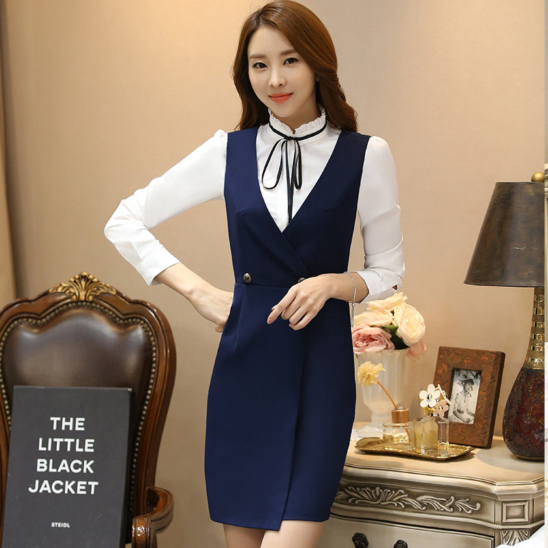 Beauty salon beautician work clothes dress Autumn and winter long ...