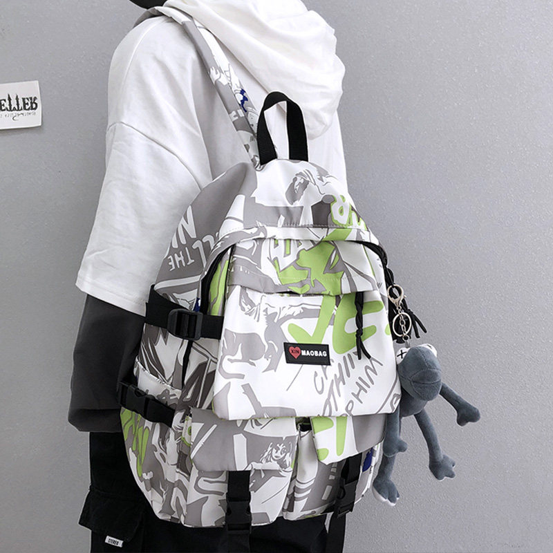 Trendy japanese harajuku style backpack: unique graffiti backpack, a ...