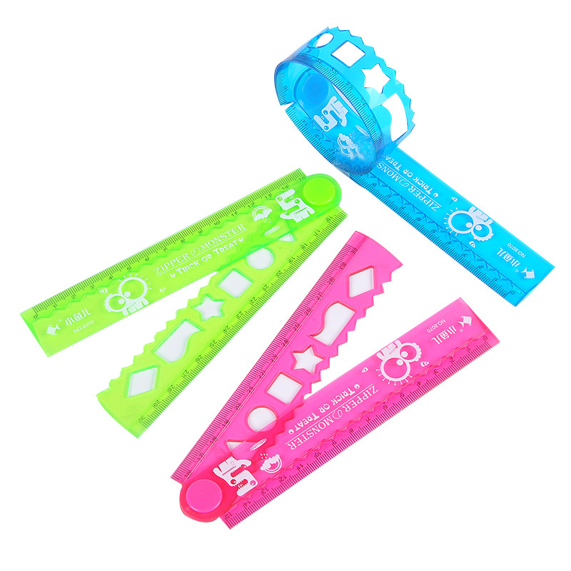 [USD 5.64] Little Fish Folding Soft Ruler Multi-function Waveline Ruler ...