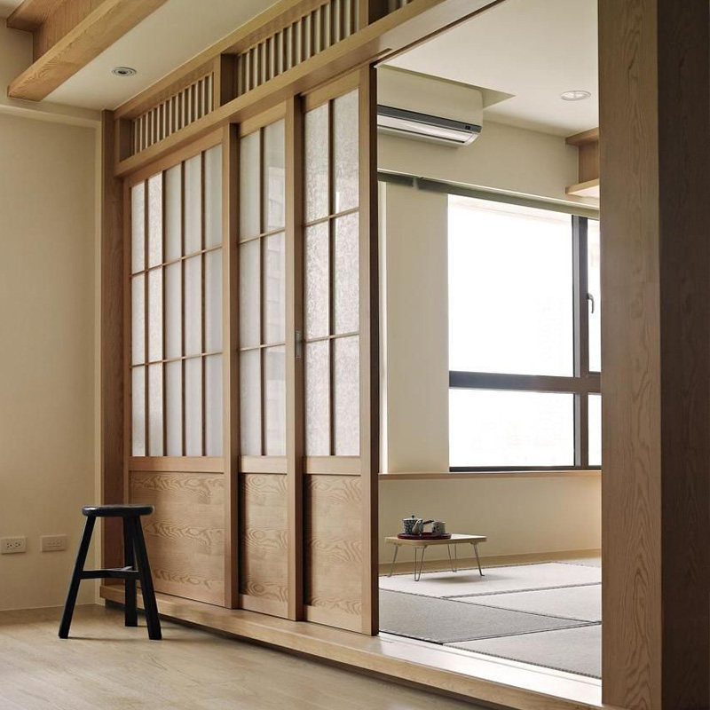 [USD 44.59] Japanese push-pull door and room grid door barrier solid ...