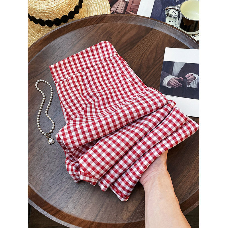 2025 new slim-fit high-waisted red plaid pants for women - recommended ...
