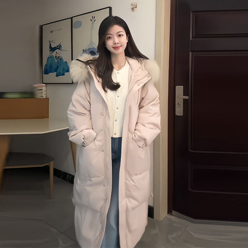 New chinese style frog-closure cotton-padded coat with oversized fur ...