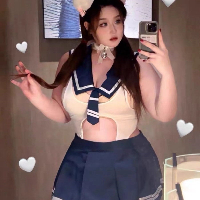 情趣内衣纯情女高日系微胖性感清纯学生jk制服cos睡裙大码两穿-Taobao