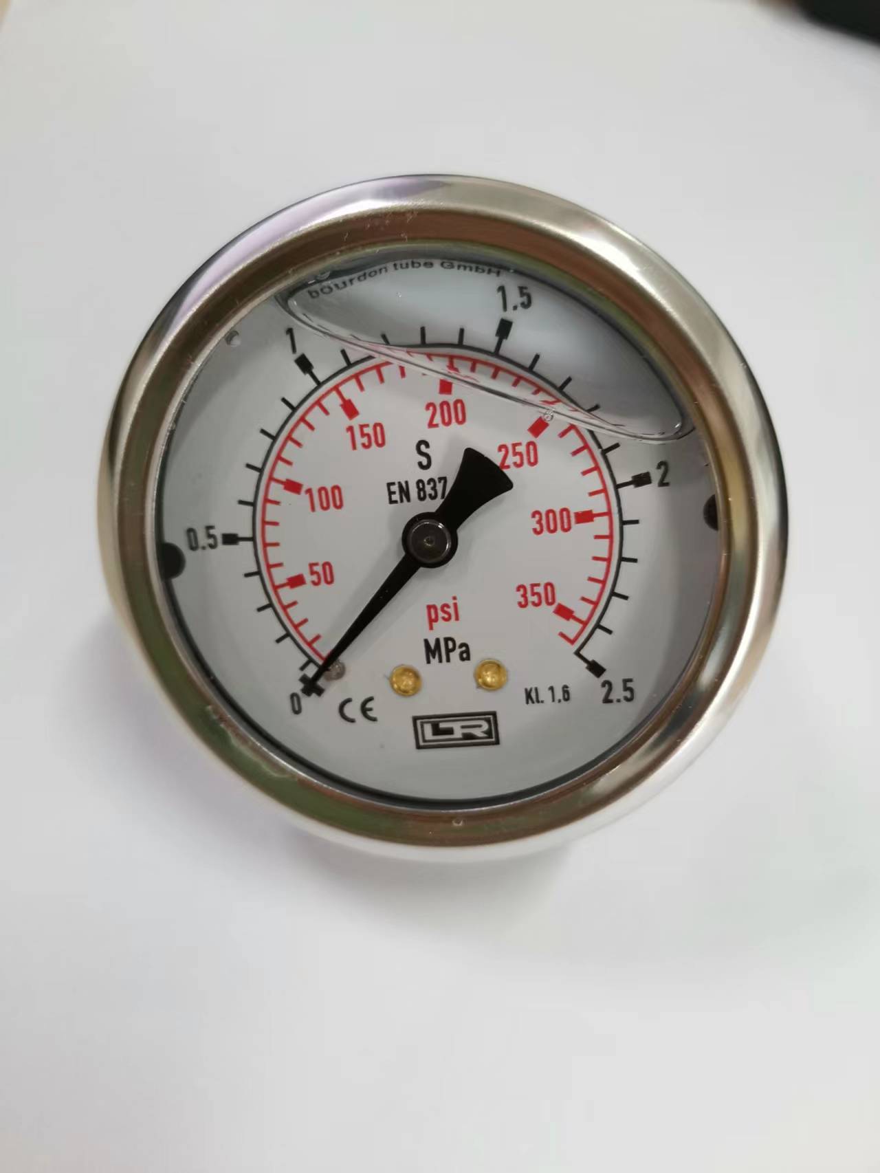 德国进口LR压力表EN837-1耐震不锈钢压力表量程2.5mpa轴向真空表