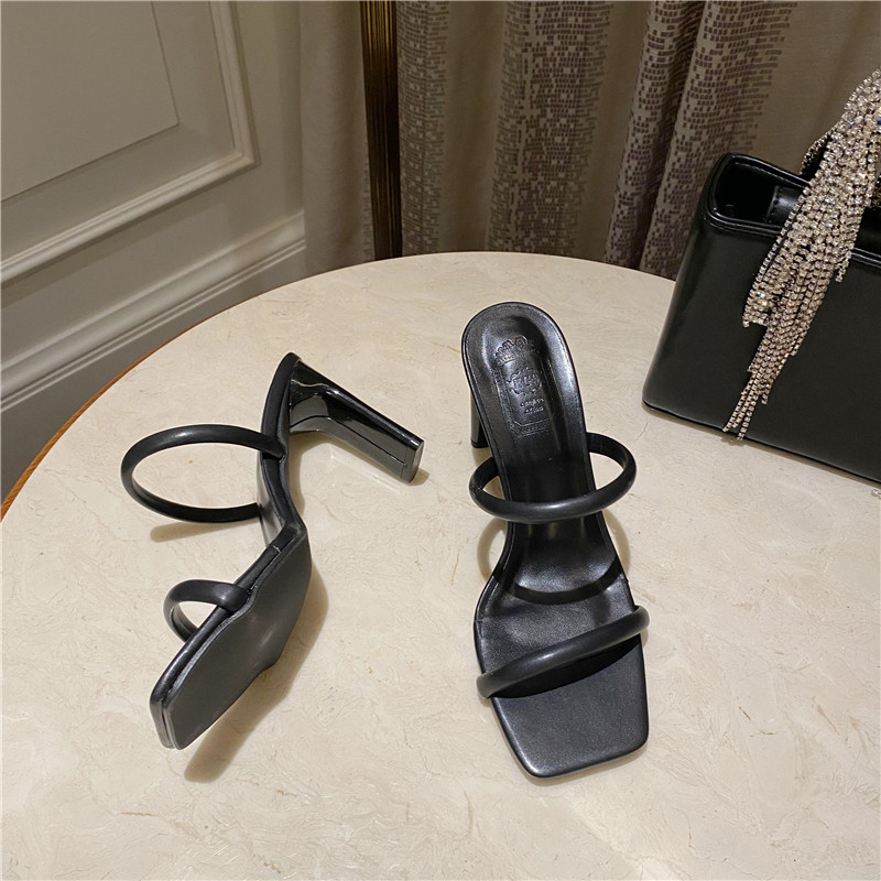 Lazada Women's high heels foreign trade new square head thick heel with ...