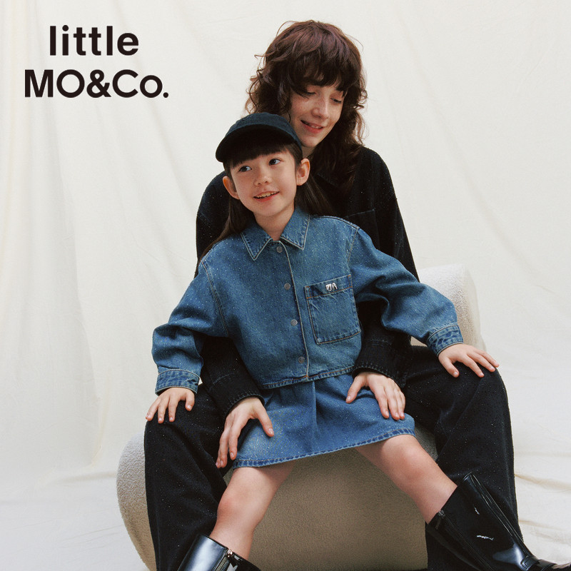 亲子装little moco童装24秋装新款女童纯棉短款牛仔夹克外套潮酷，妈妈宝贝同款超有范儿！-儿童牛仔外套-淘宝好物网