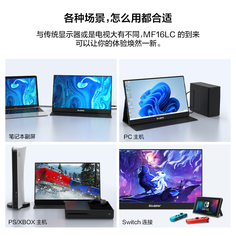 Sculptor Mf16Lc 15.6inch Portable Monitor for Mobile Phones and Laptops ...